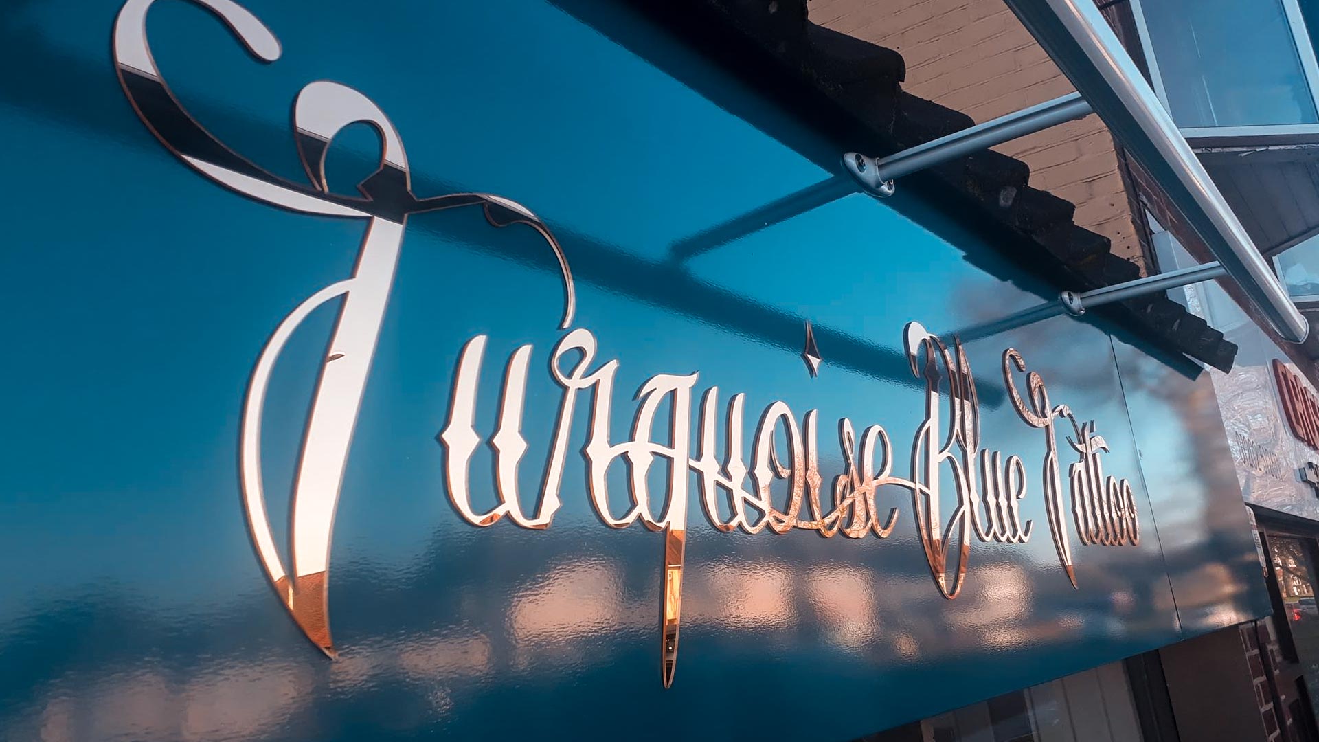 Turquoise Blue Tattoo Shop Sign in Bournemouth - Insignia Signs Poole